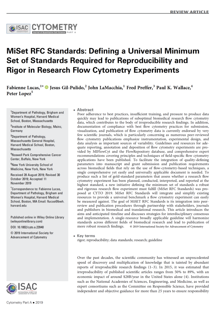 New Paper Rigor And Reproducibility In Flow Cytometry Uwccc Research