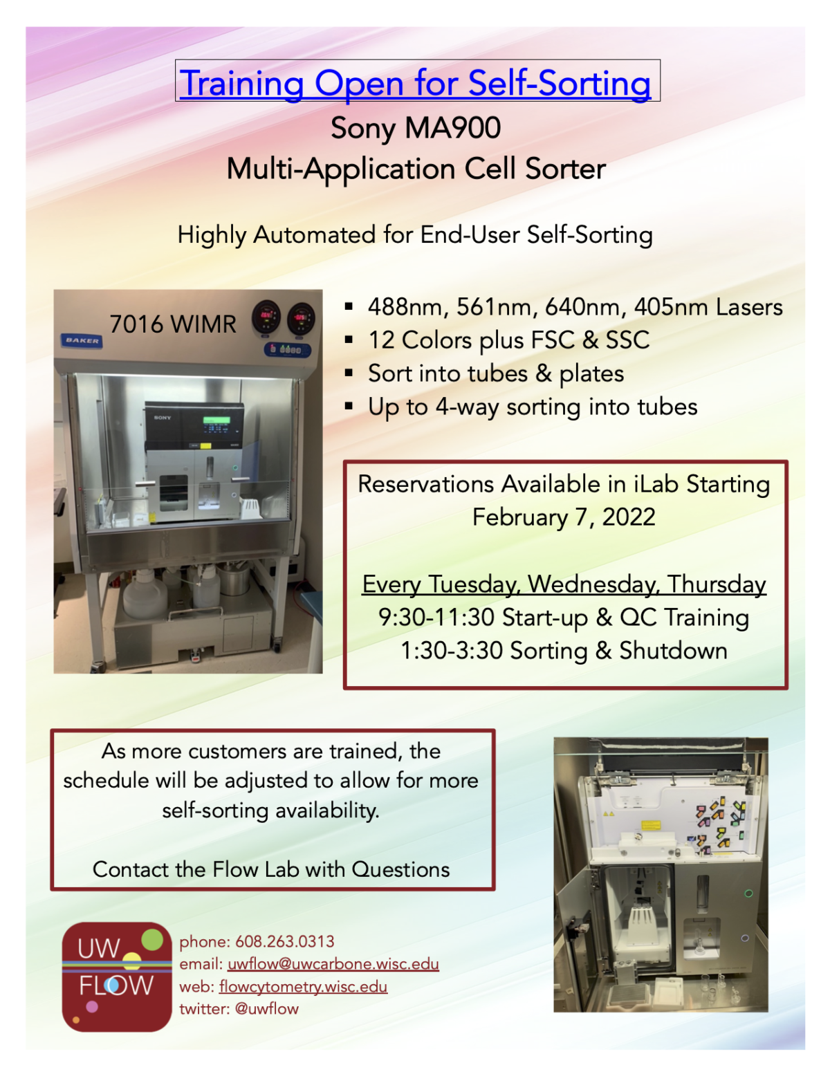 Sony MA900 Cell Sorter Training Open! – Carbone Cancer Center – UW–Madison